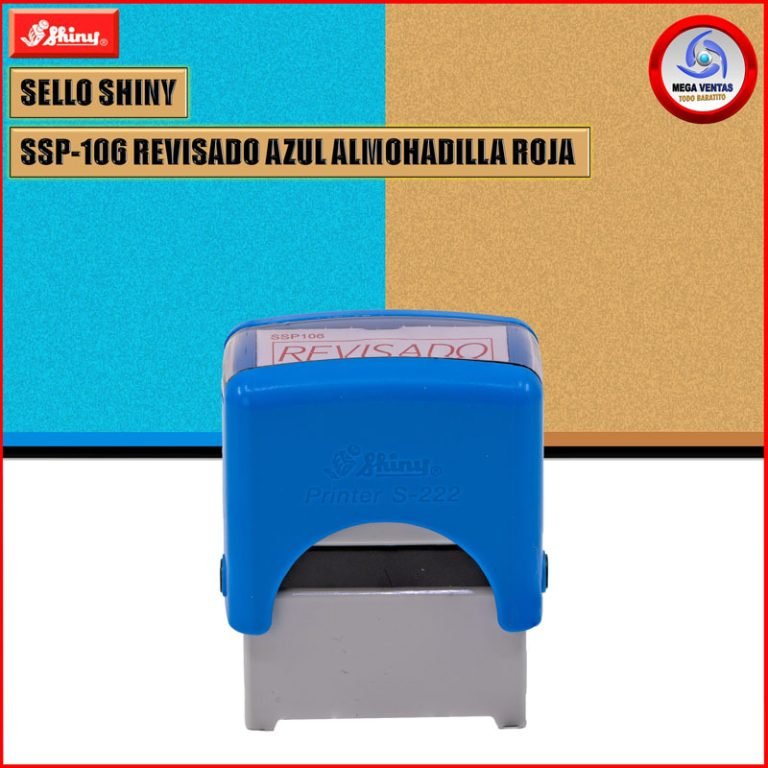 SELLO SHINY SSP-106 REVISADO AZUL ALMOHADILLA ROJA - Sellos Shiny Ecuador