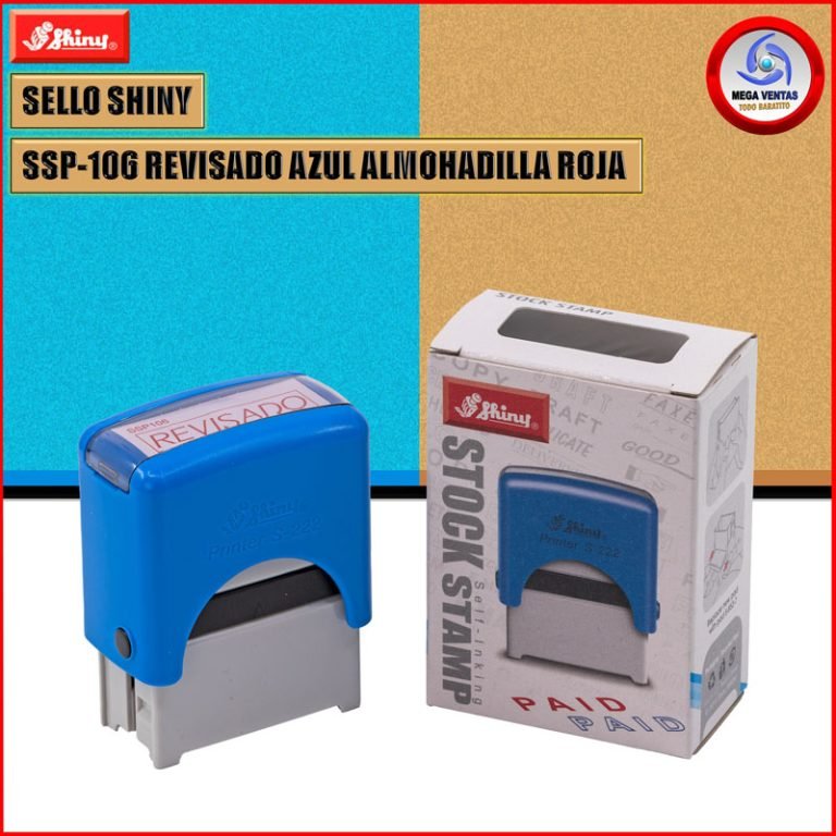 SELLO SHINY SSP-106 REVISADO AZUL ALMOHADILLA ROJA - Sellos Shiny Ecuador