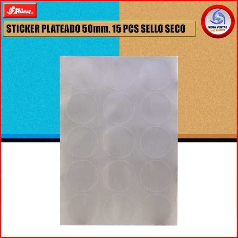STICKER SELLO SECO - PLATEADO (50mm.) - Sellos Shiny Ecuador
