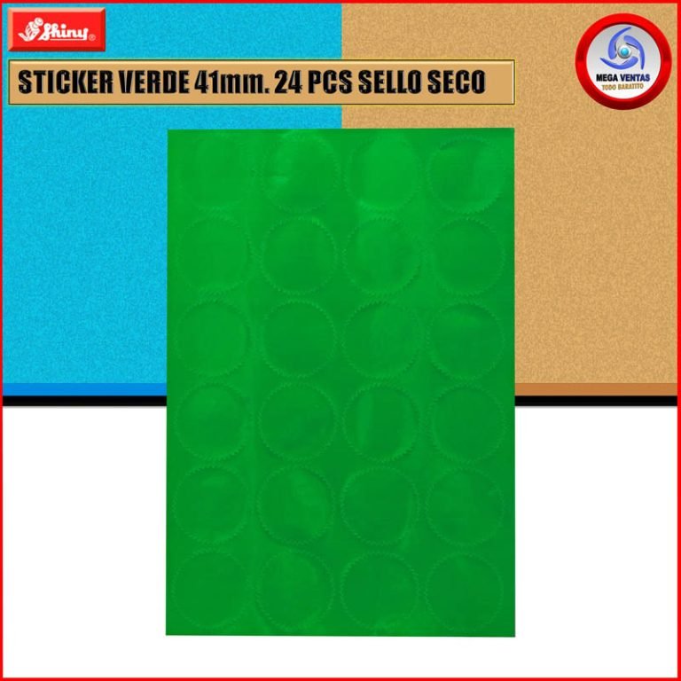 STICKER SHINY SELLO SECO - VERDE (41mm.) - Sellos Shiny Ecuador