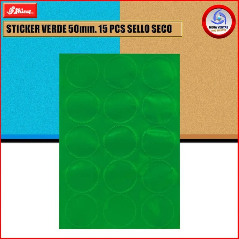 STICKER SHINY SELLO SECO - VERDE (50mm.) - Sellos Shiny Ecuador